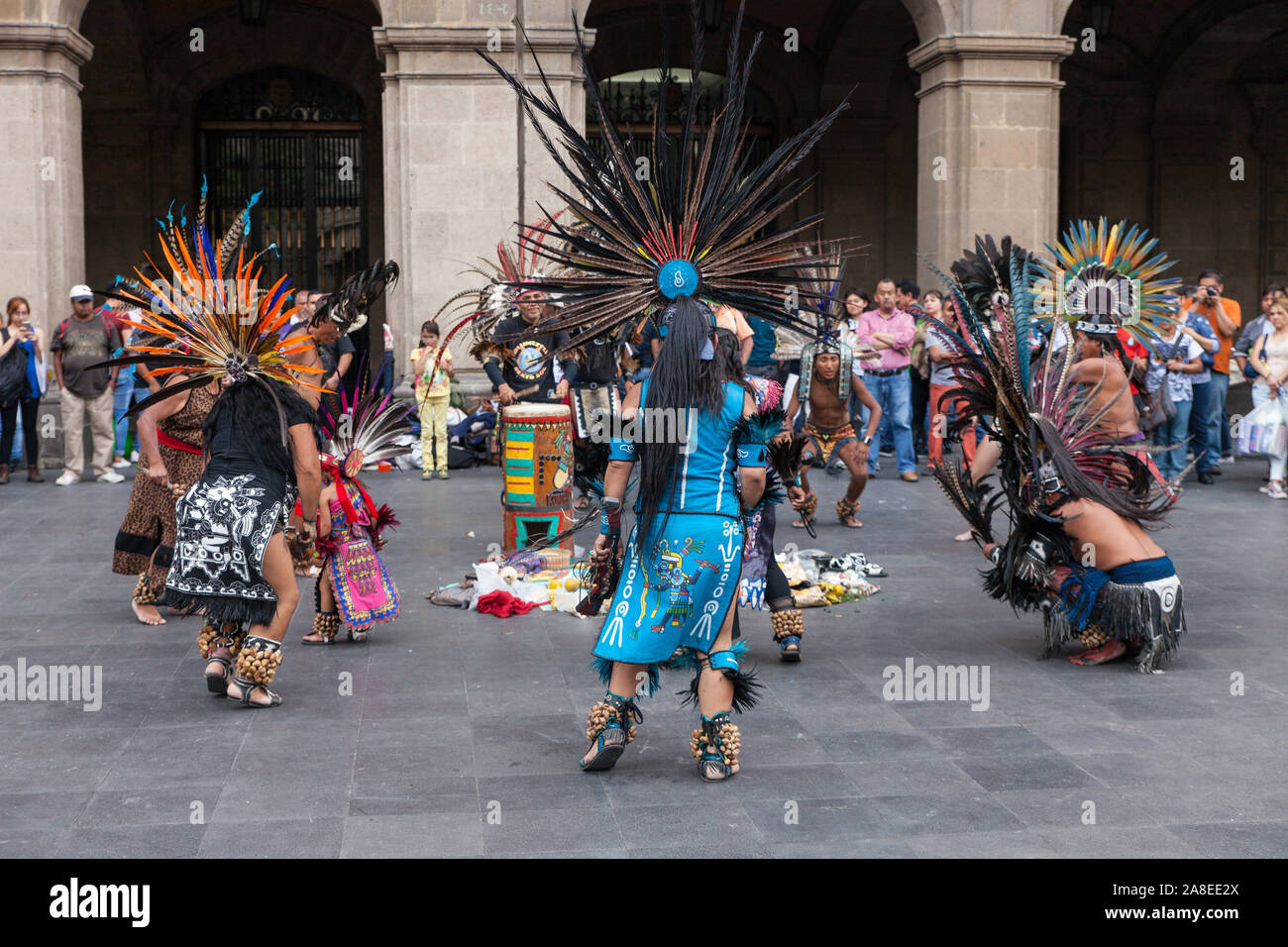 Mexico City, Mexico - April 30, 2017. Aztec dancers dancing in Zocalo ...
