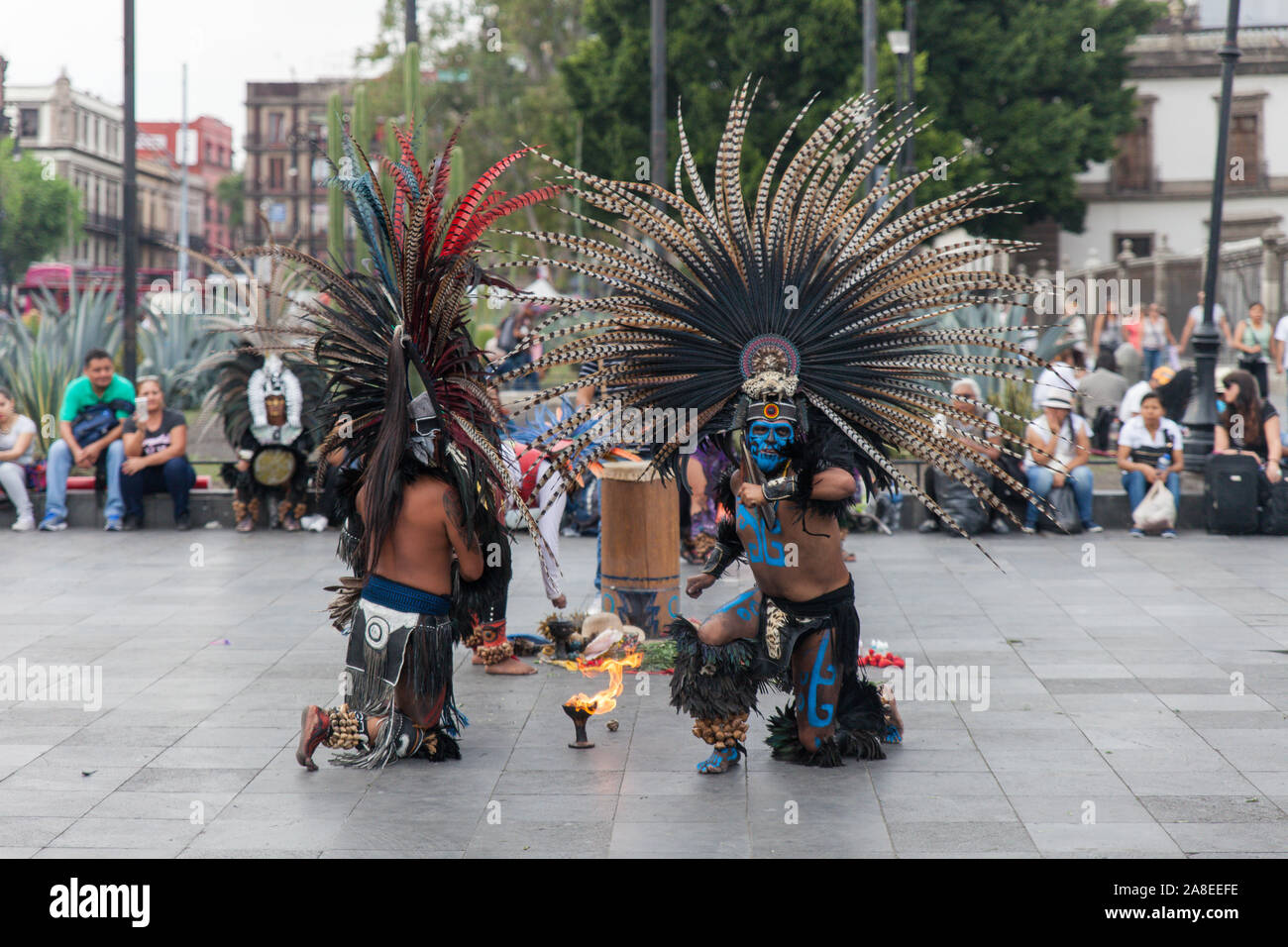 Mexico City, Mexico - April 30, 2017. Aztec dancers dancing in Zocalo ...