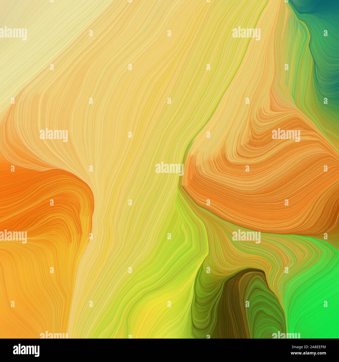 quadratic graphic illustration with pastel orange, forest green and ...