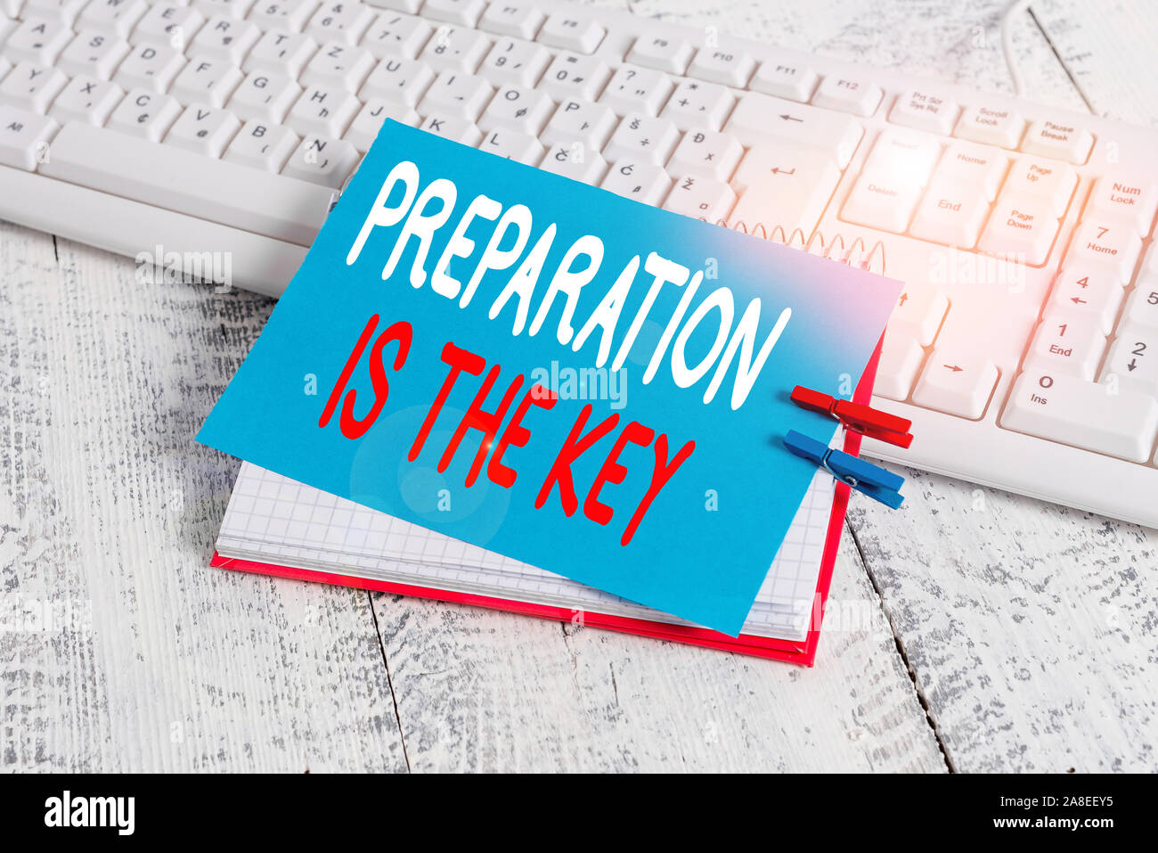 Writing note showing Preparation Is The Key. Business concept for it ...