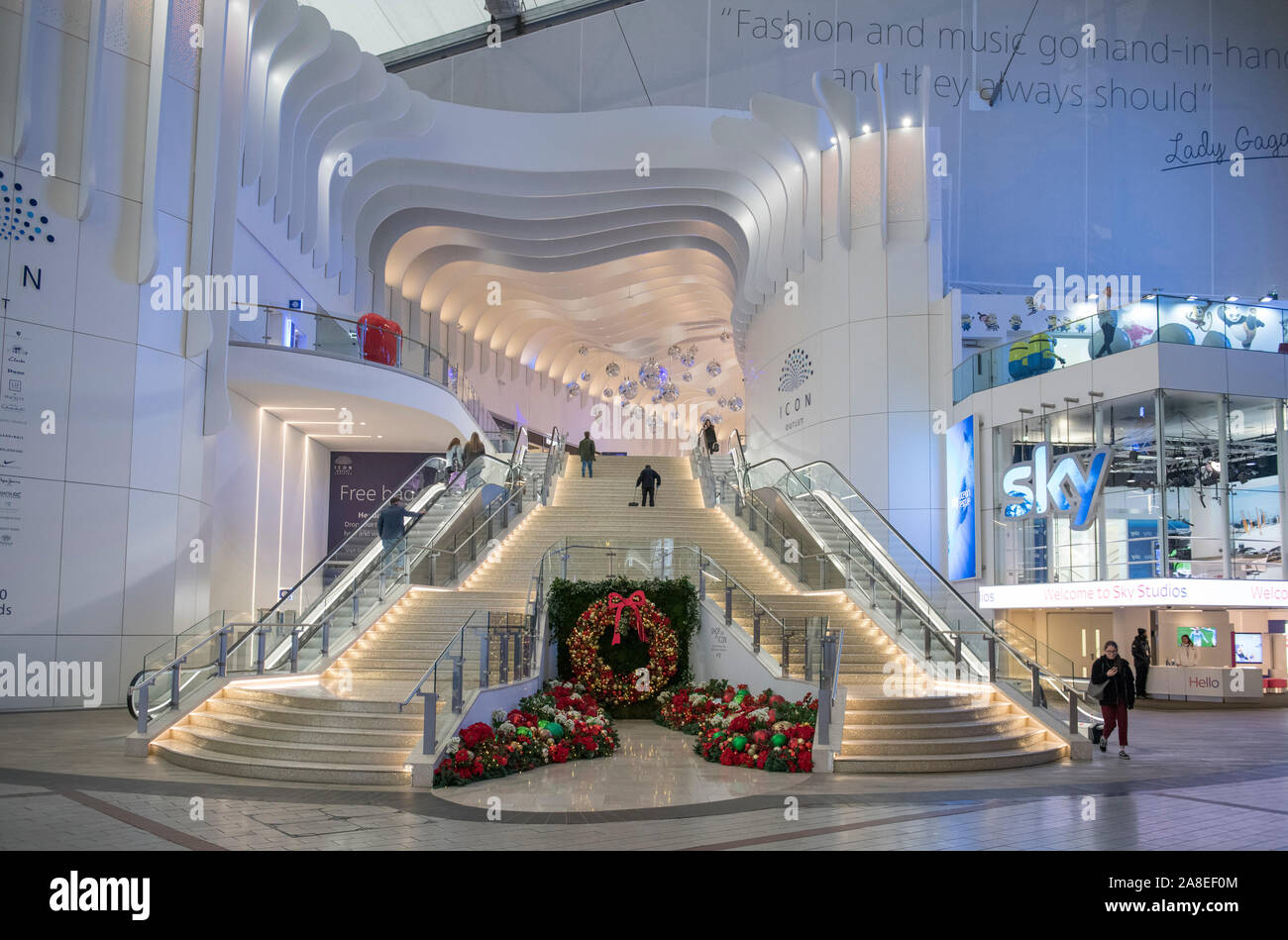 Christmas decorations in the O2 on Greenwich Peninsula, London, UK ...