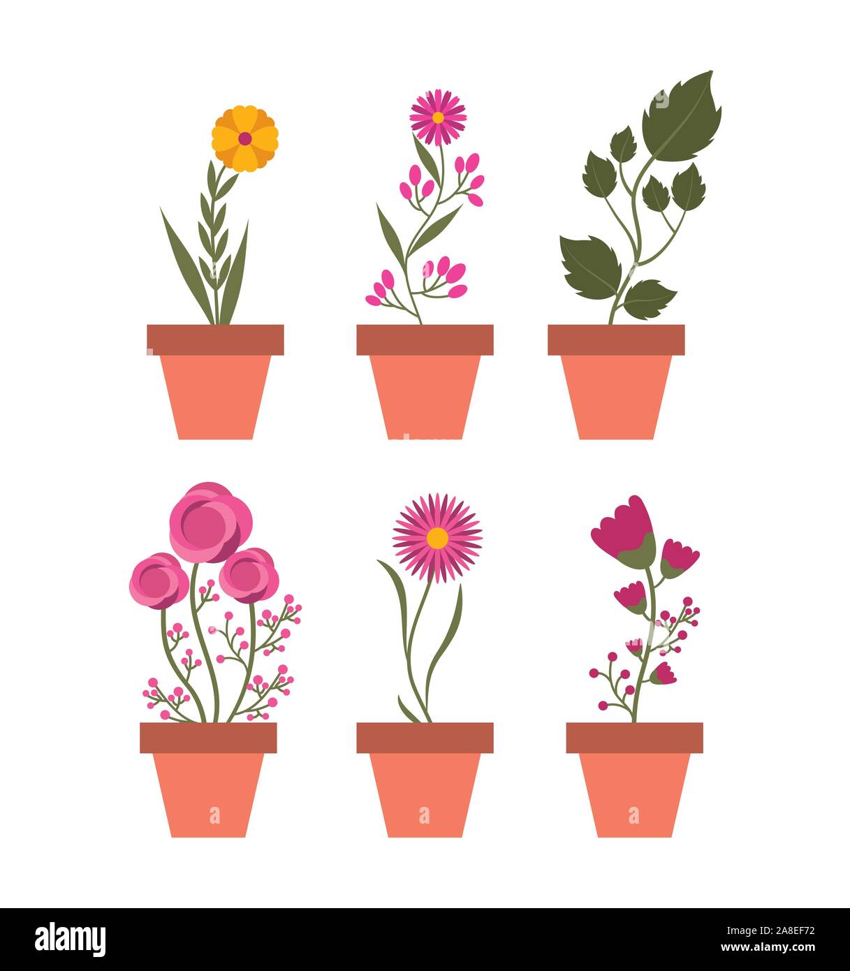 Isolated houseplants inside pots vector design Stock Vector Image & Art ...