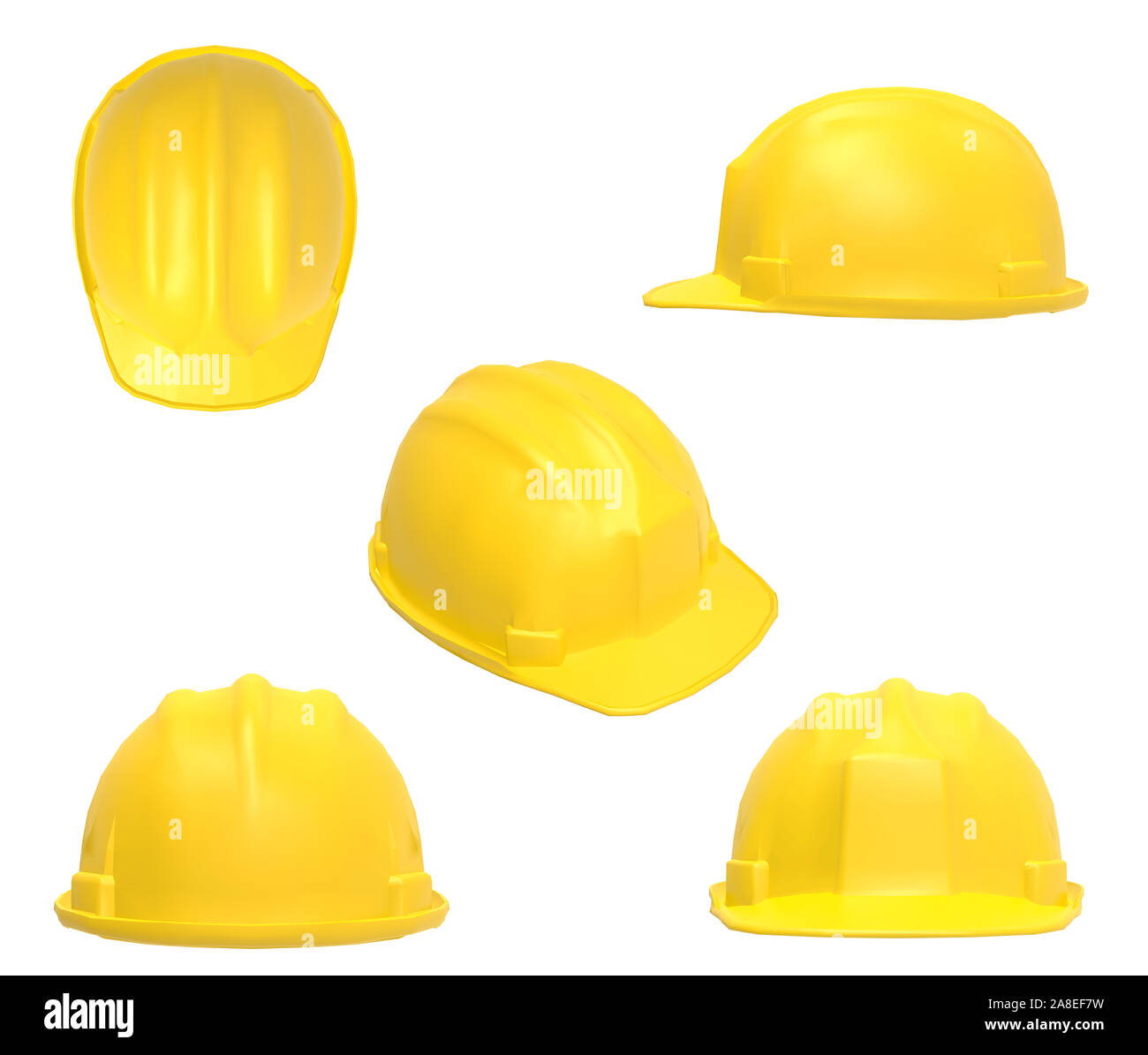 Yellow Helmet on isolated White Background 3D Rendering Stock Photo - Alamy