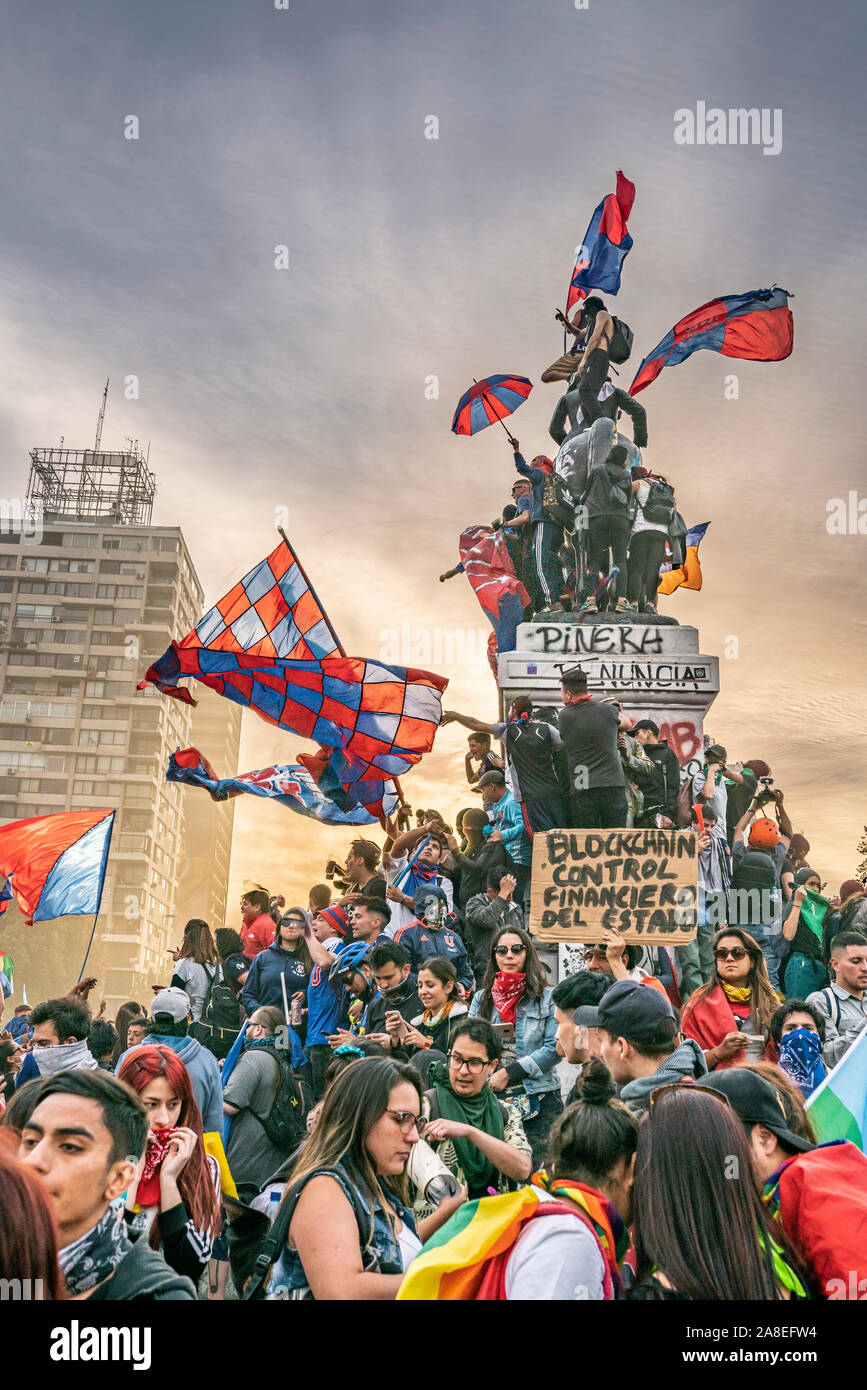 "Santiago de Chile Chile 29 October 2019 People crowds protesting at ...