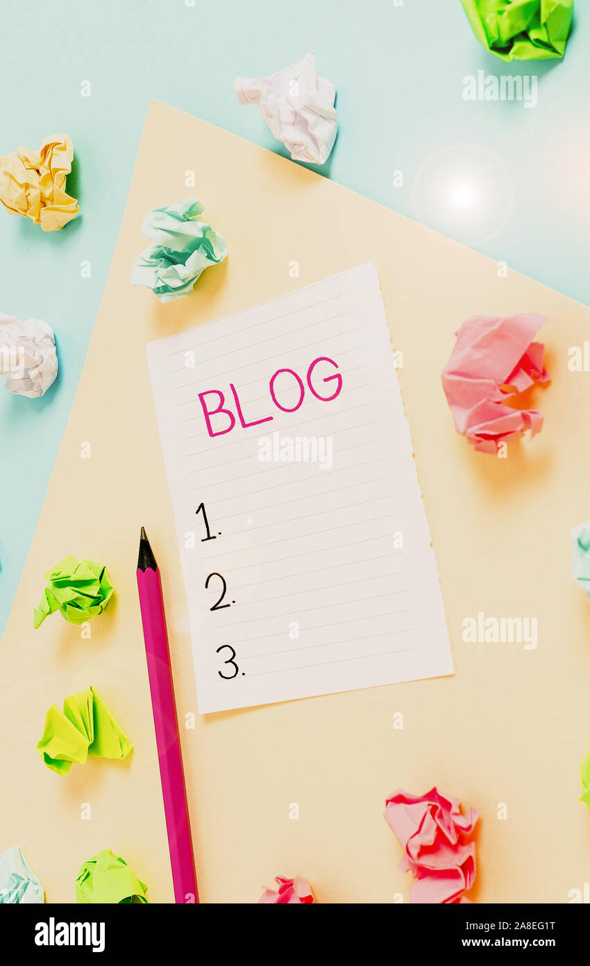 Conceptual hand writing showing Blogquestion. Concept meaning regularly updated website web page ...