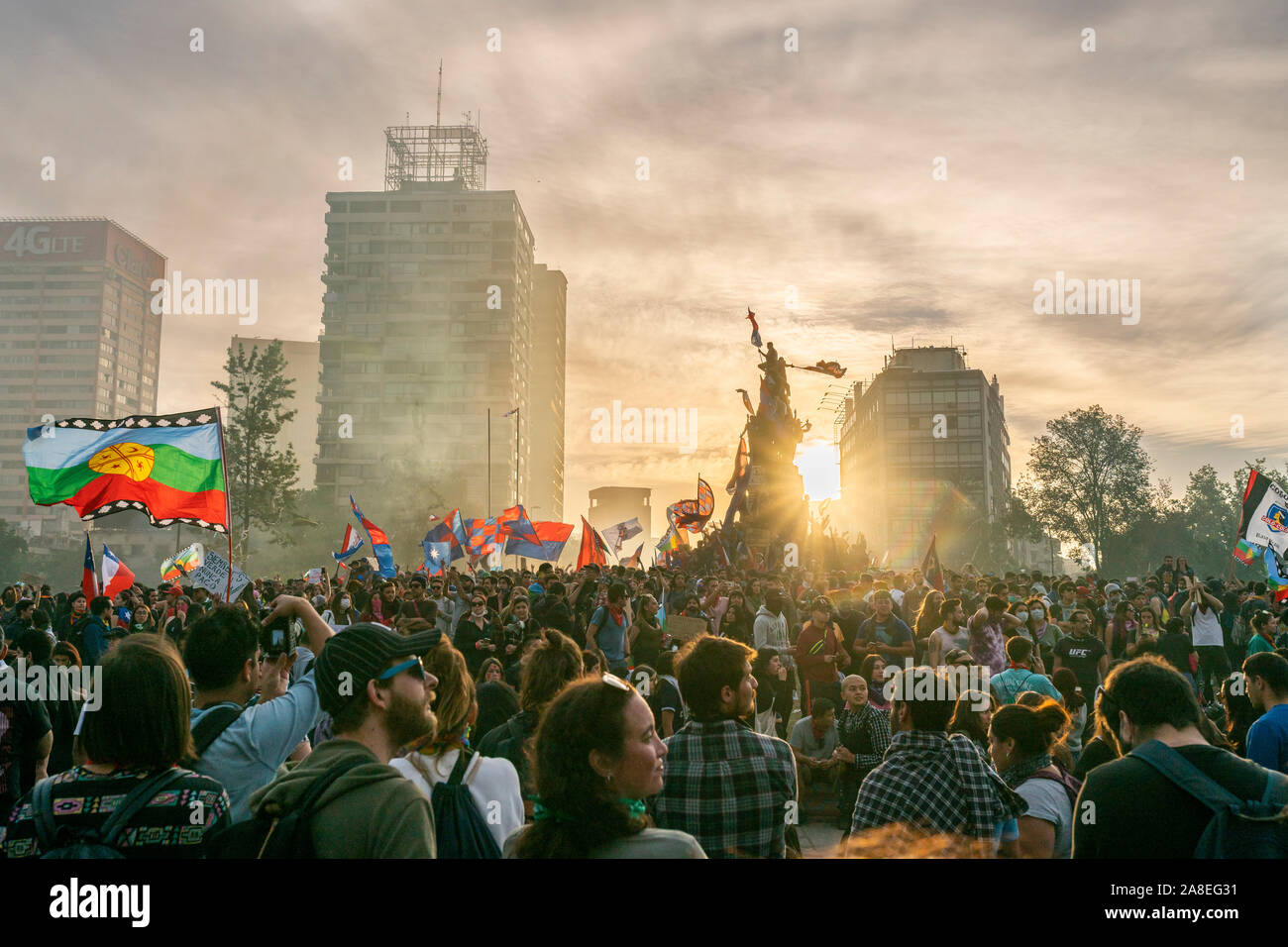 "Santiago de Chile Chile 29 October 2019 People crowds protesting at ...