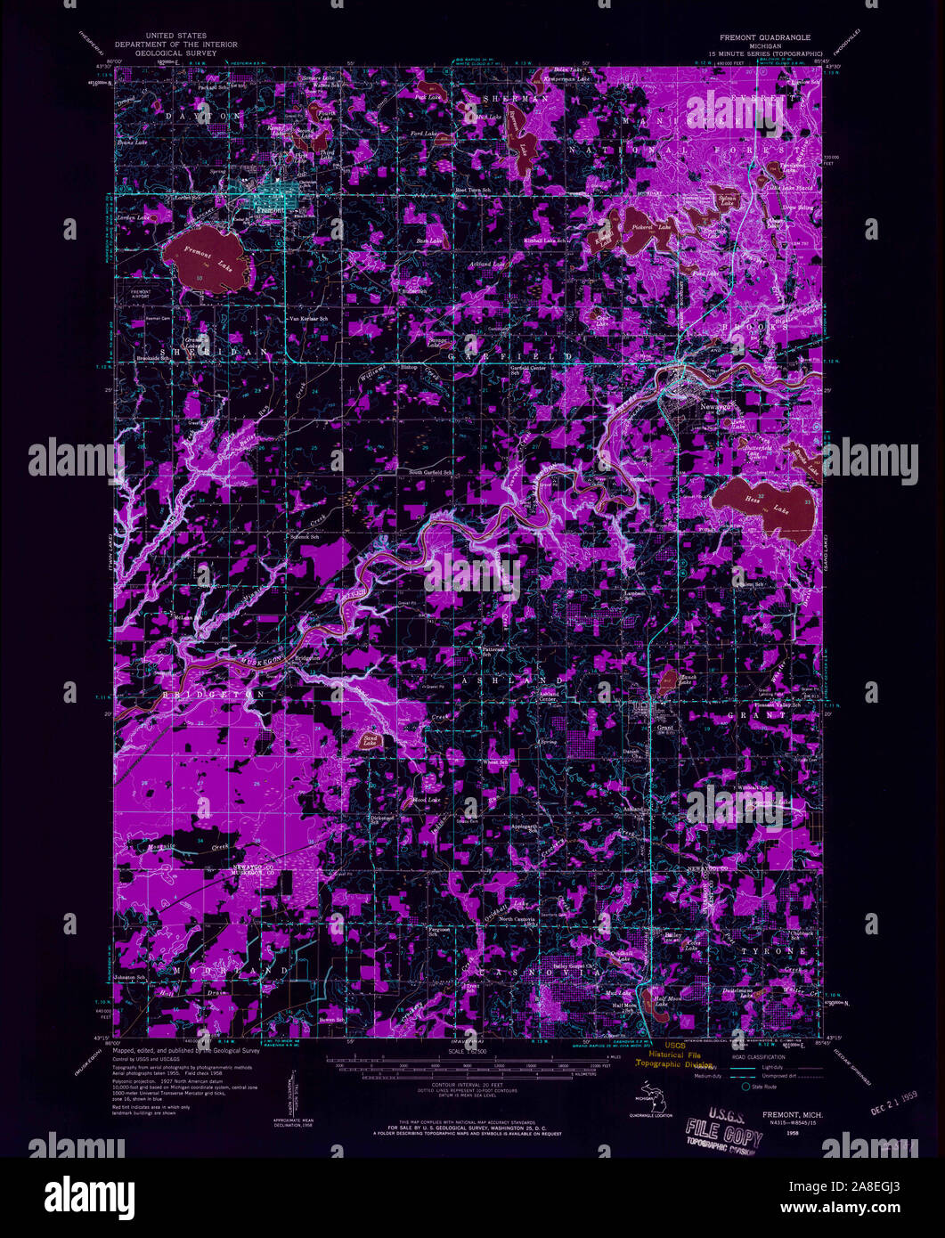 Fremont michigan map hi-res stock photography and images - Alamy