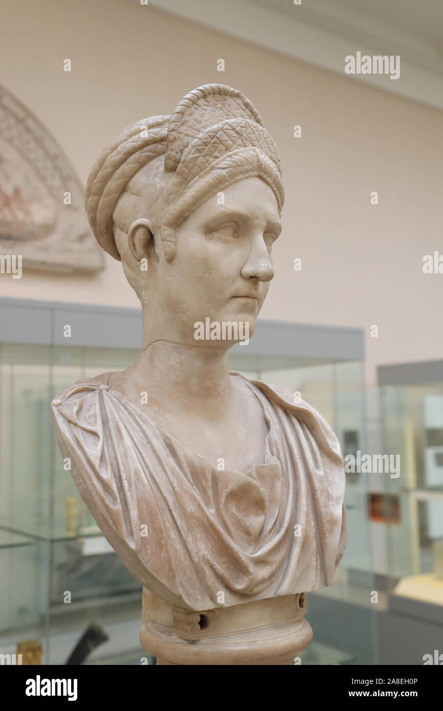 Marble head of Matidia at the British Museum, London, UK Stock Photo ...