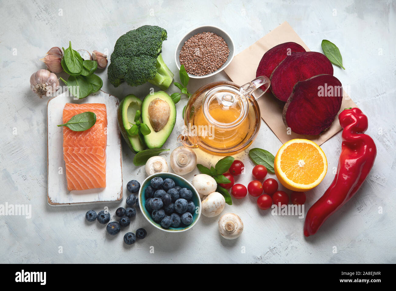 Anti cancer Food. Foods That Could Lower Your Risk of Cancer. Top view ...