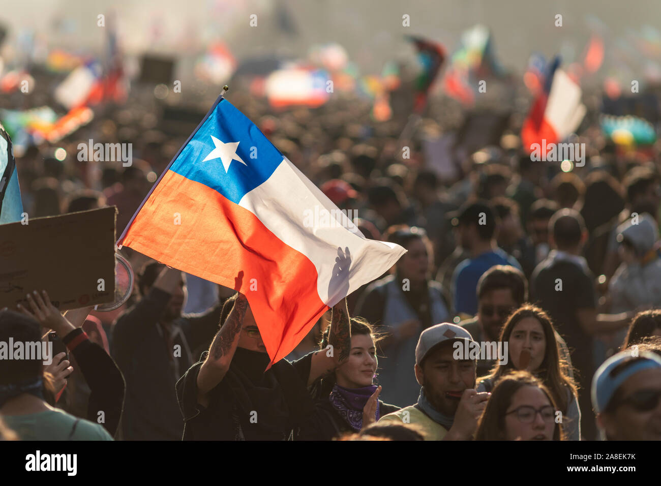 "Santiago de Chile Chile 29 October 2019 People crowds protesting at ...