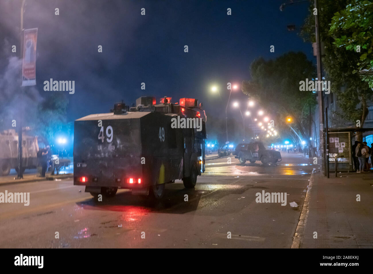 "Santiago de Chile Chile 29/10/2019 Police cars and trucks at Santiago ...