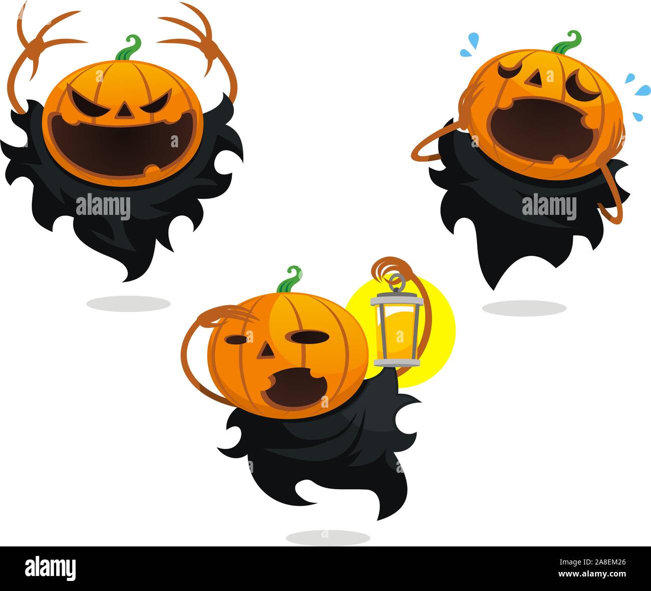 Jack o lantern halloween vector cartoon set Stock Vector Image & Art ...
