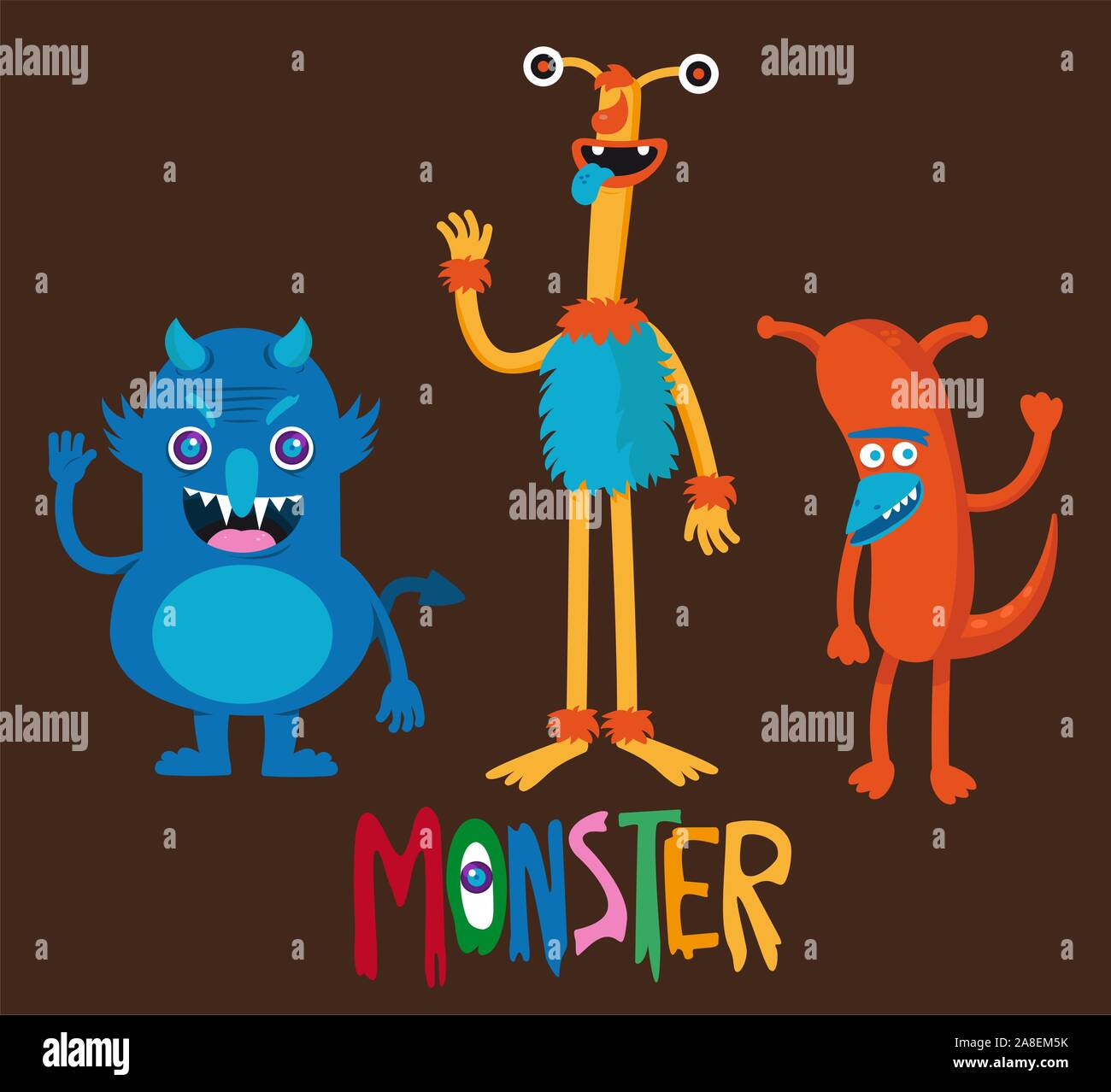 Cute monster vector cartoon set Stock Vector Image & Art - Alamy