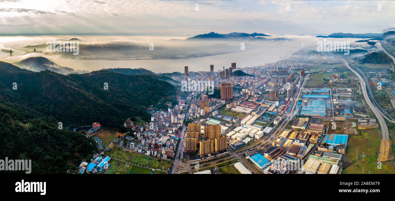 Beijing, China. 19th Feb, 2019. Aerial photo taken on Feb. 19, 2019 ...