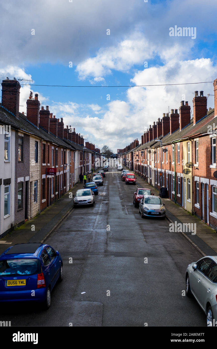 Aerial view, overhead view of Oldfield Street in one of Stoke on Trents ...