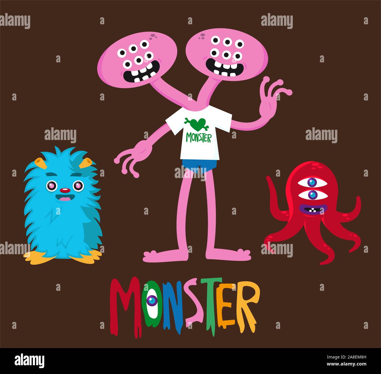 Cute monster vector cartoon set Stock Vector Image & Art - Alamy