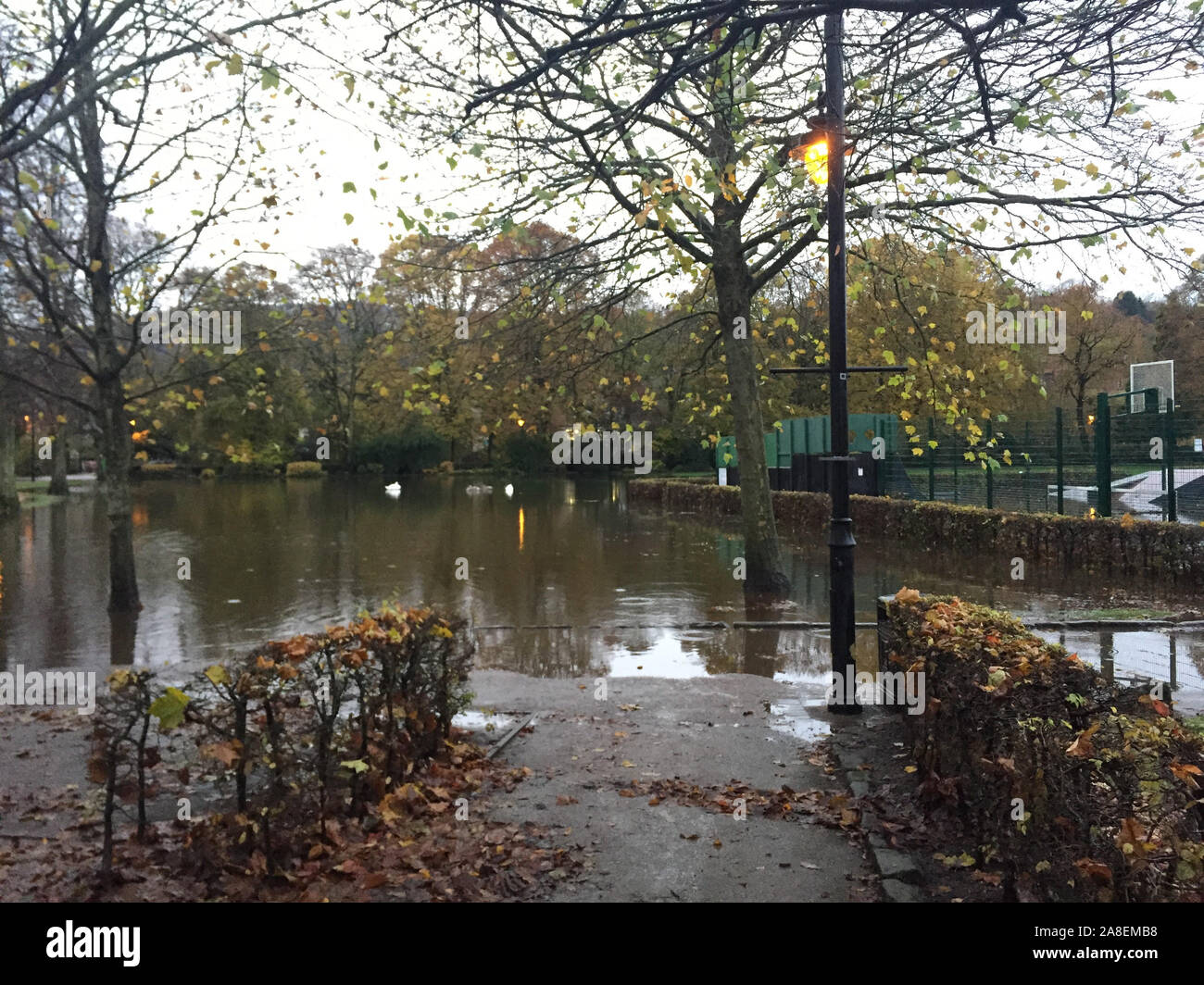 The flooded River Derwent in Derbyshire near to where the body of a ...