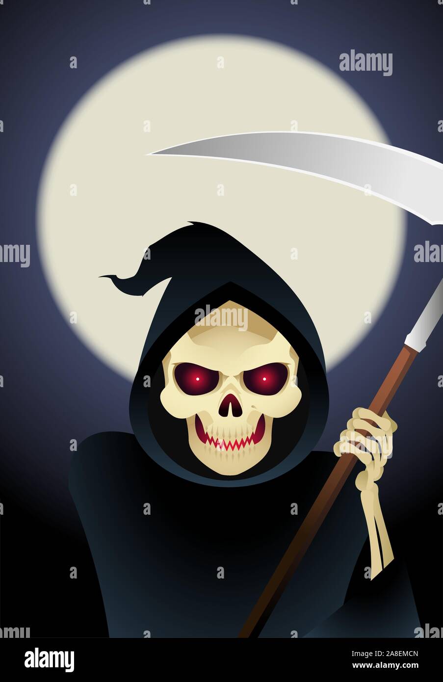 Grim reaper, the angel of abyss and death illustration Stock Vector ...