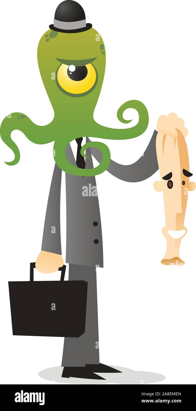 Alien in human disguise vector cartoon illustration Stock Vector Image ...