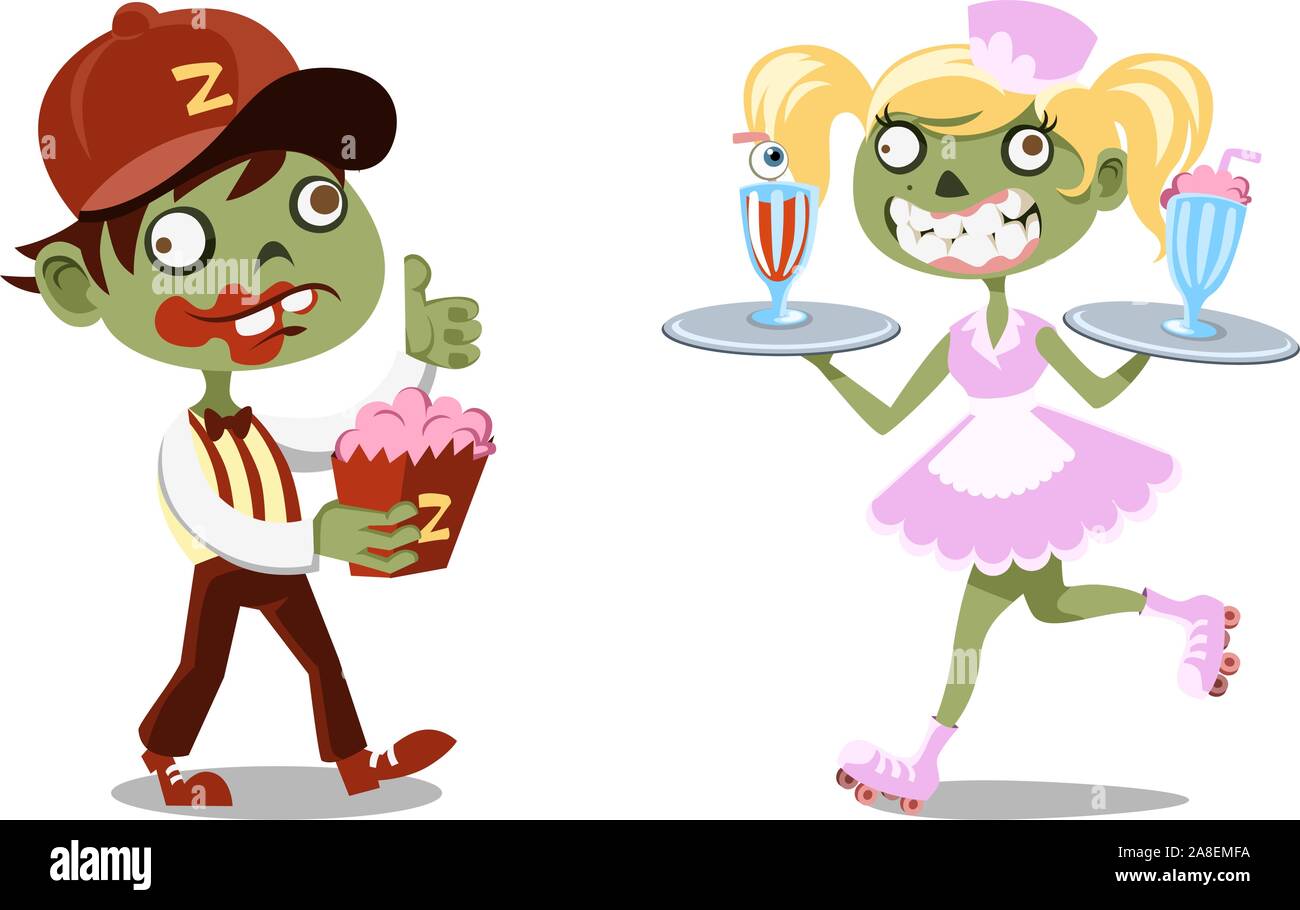 Halloween cartoon zombie vector illustrations Stock Vector Image & Art ...