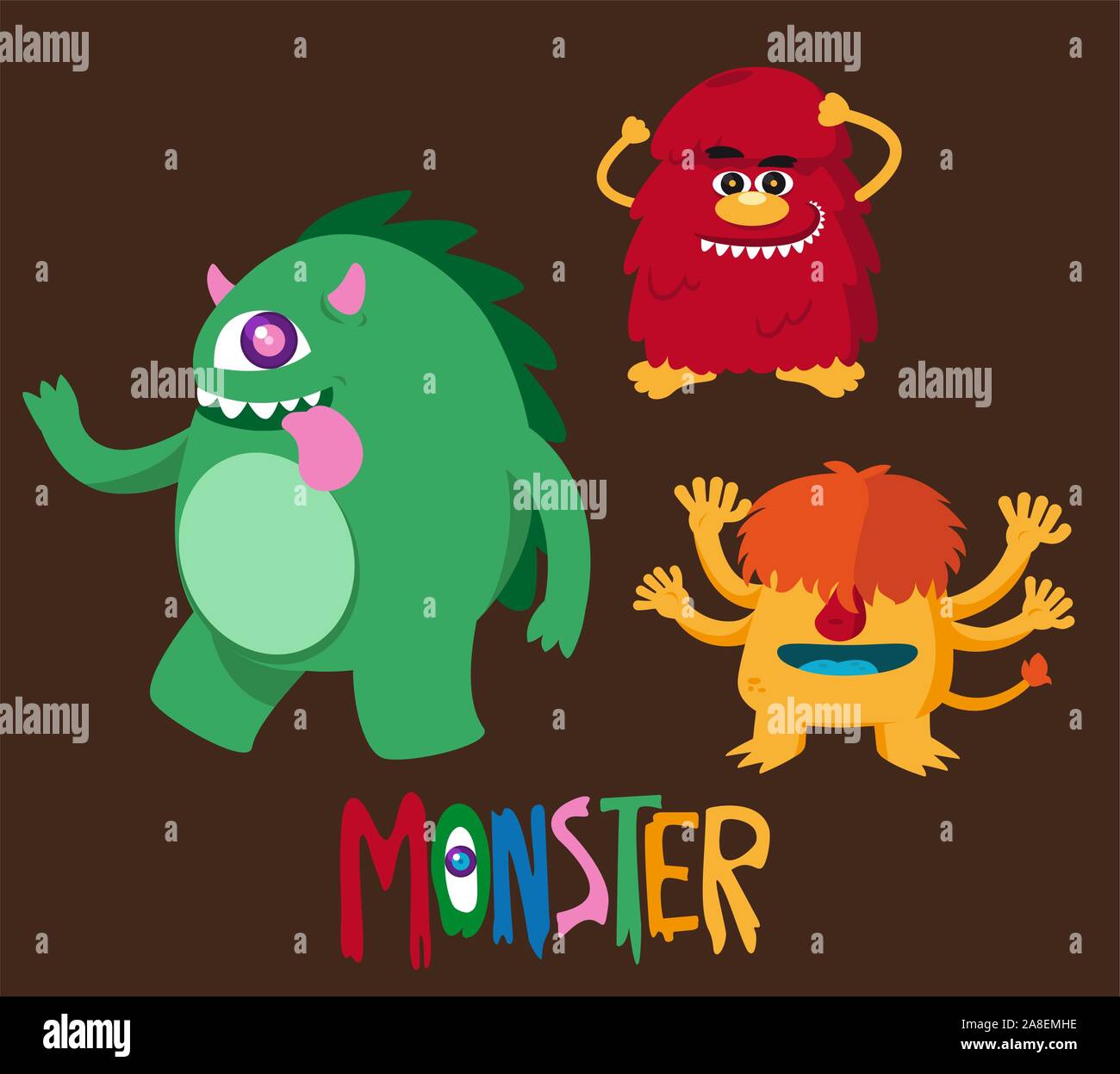 Cute monster vector cartoon set Stock Vector Image & Art - Alamy