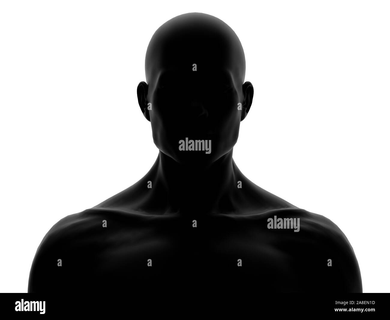 Human Man Front close up on isolated White 3D Rendering Stock Photo - Alamy