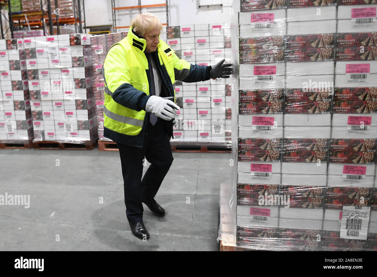 Prime Minister Boris Johnson getting ready to haul a consignment of ...