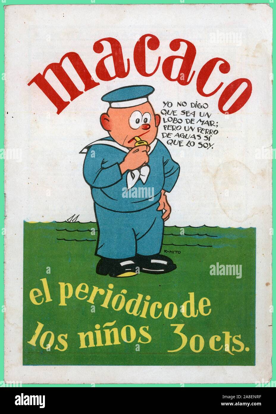 Portada de la revista infantil Macaco, editada en Madrid, agosto de ...