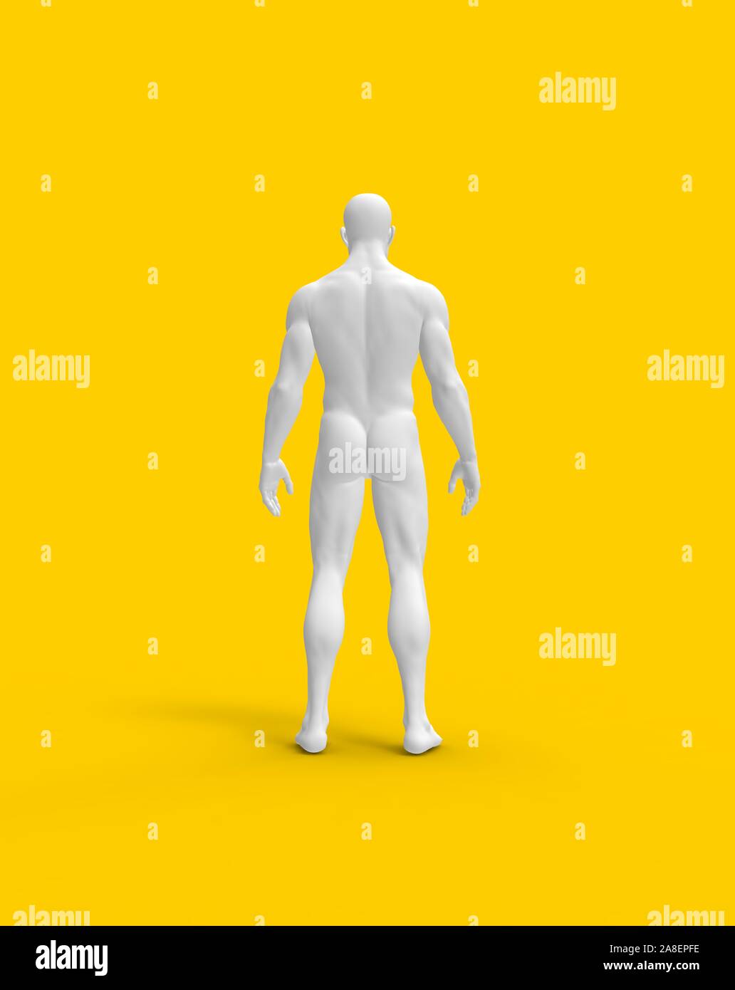 Human Man Body with Shadow on Yellow Background, 3D Rendering Stock ...