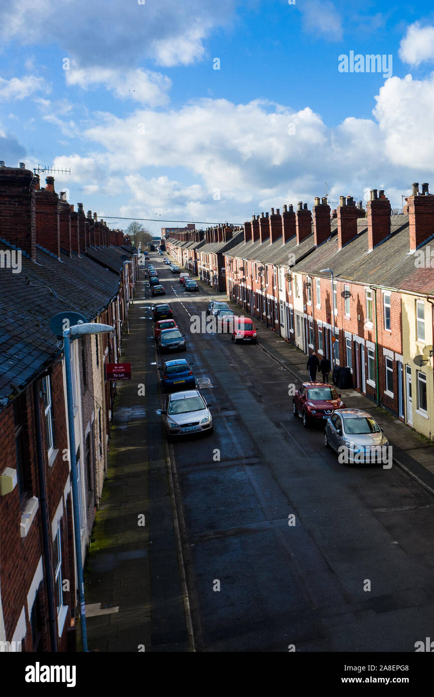 Aerial view, overhead view of Oldfield Street in one of Stoke on Trents ...