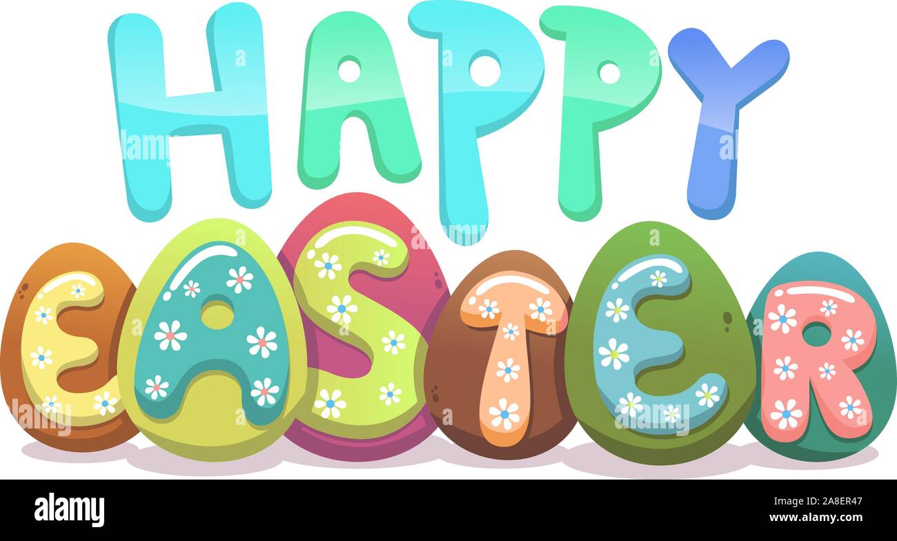 happy easter cartoon egg letters sign vector Stock Vector Image & Art ...