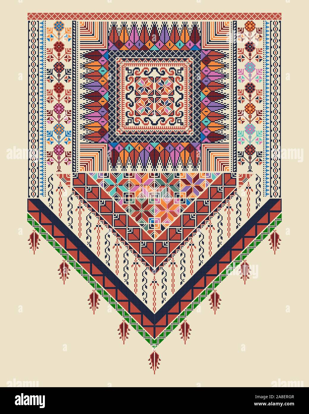 Vector pattern design with Palestinian traditional embroidery motif ...