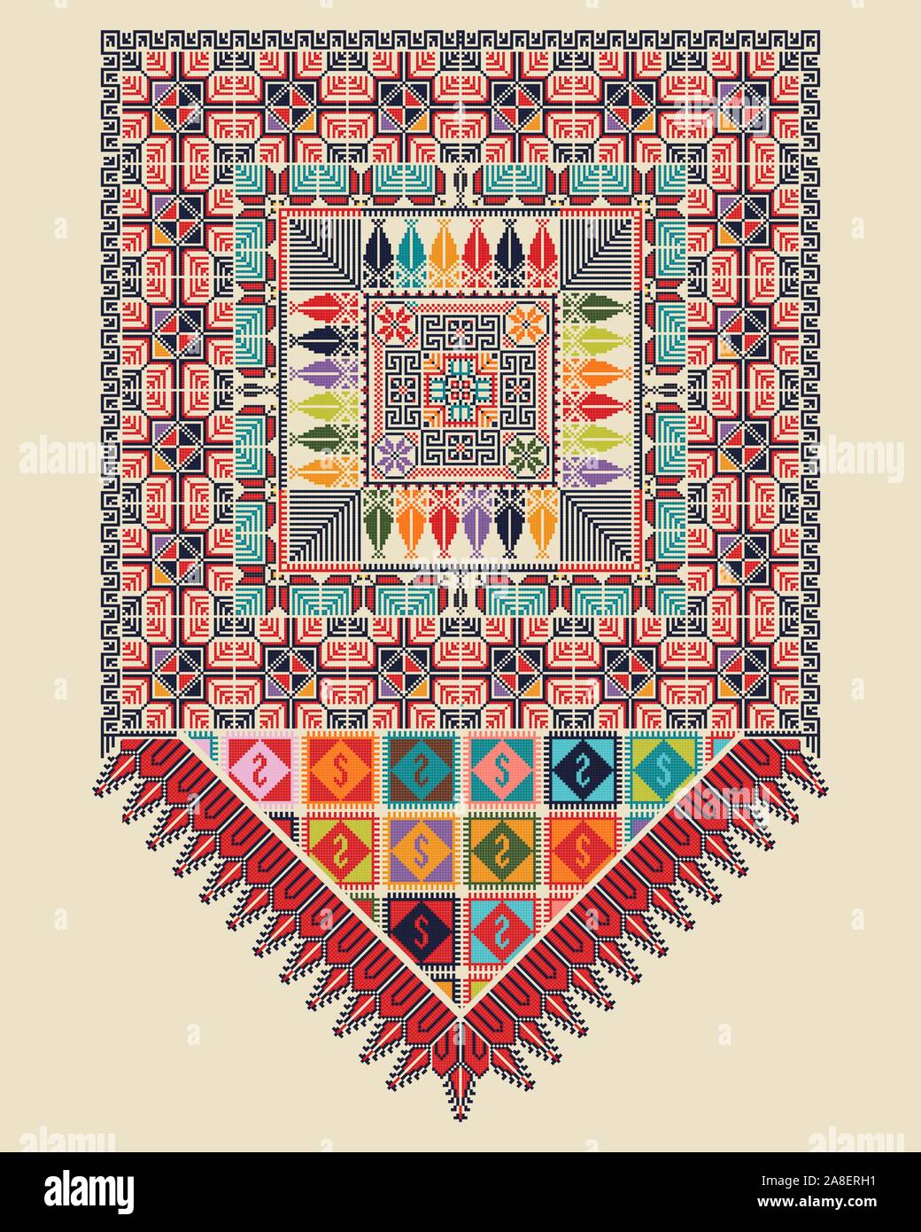 Vector pattern design with Palestinian traditional embroidery motif ...