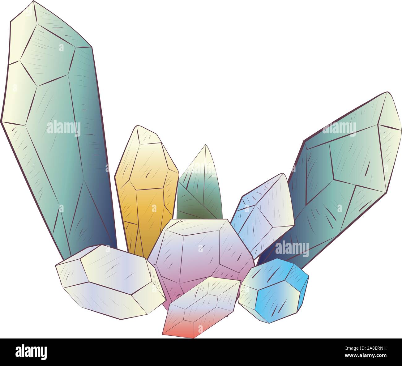 Precious rock crystals collection in different shapes on white ...