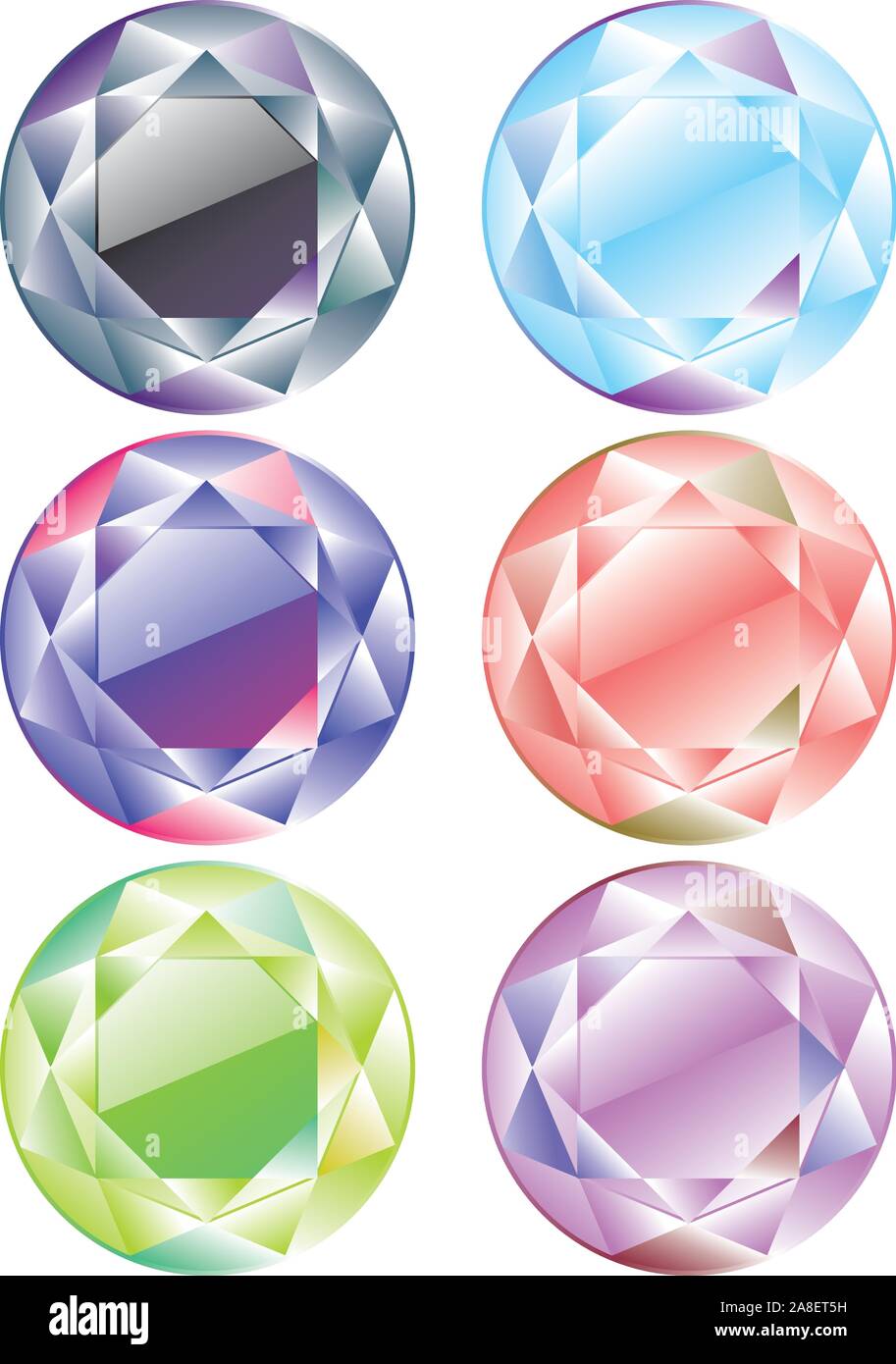 Collection of shiny diamonds in different colors Stock Vector Image ...