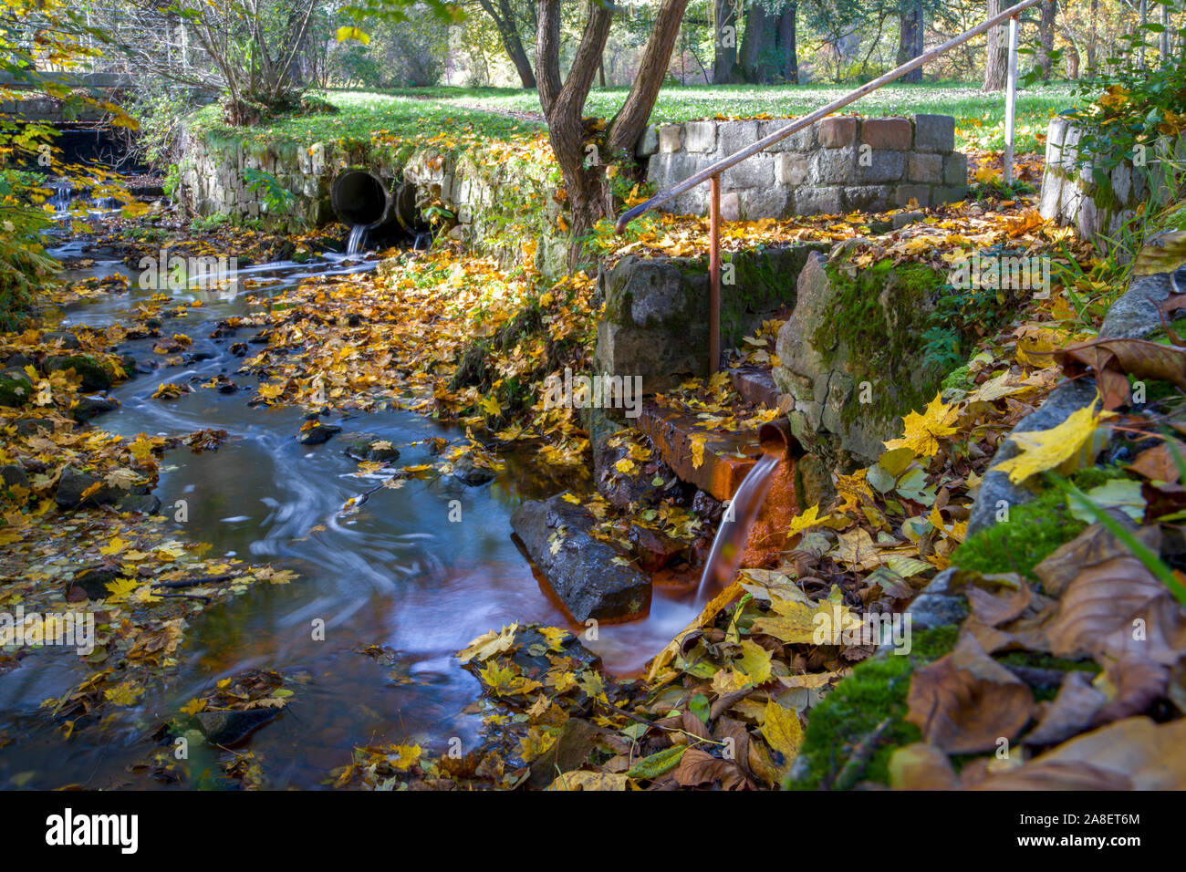 Mineral water spring issues from piping into brook – Beautiful nature ...