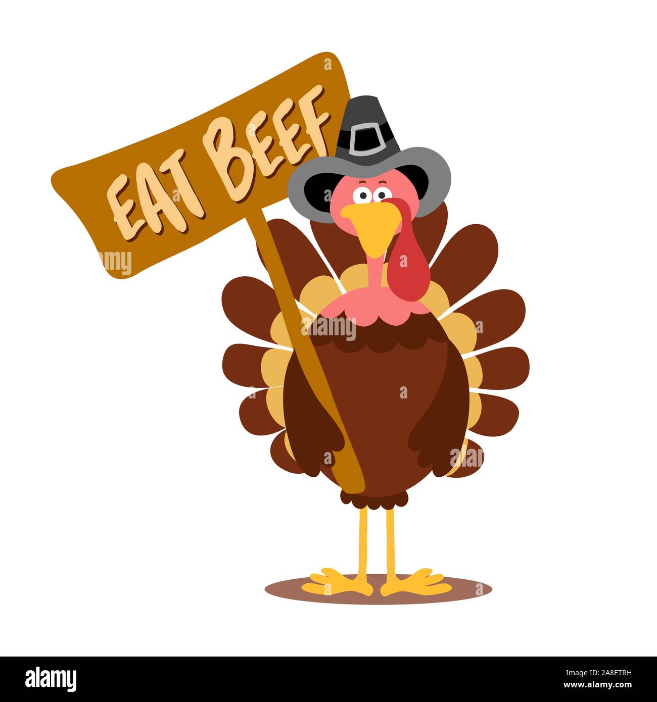 Eat beef, cute demonstrator turkey - Thanksgiving Day calligraphic ...
