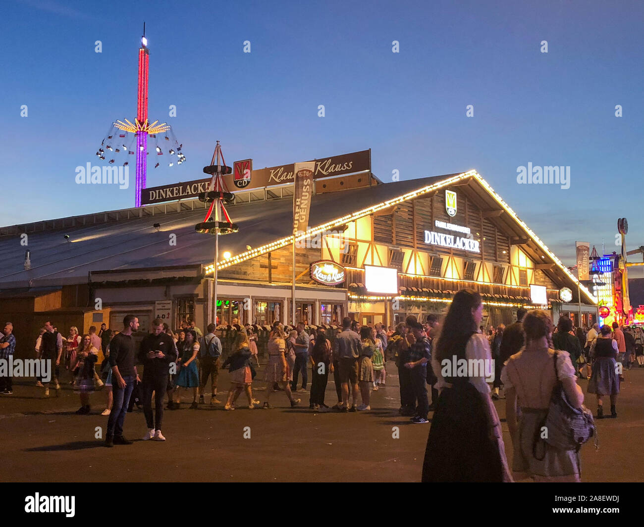 Stuttgart, Baden-Württemberg, Germany - 12 October 2018: Night scene of ...