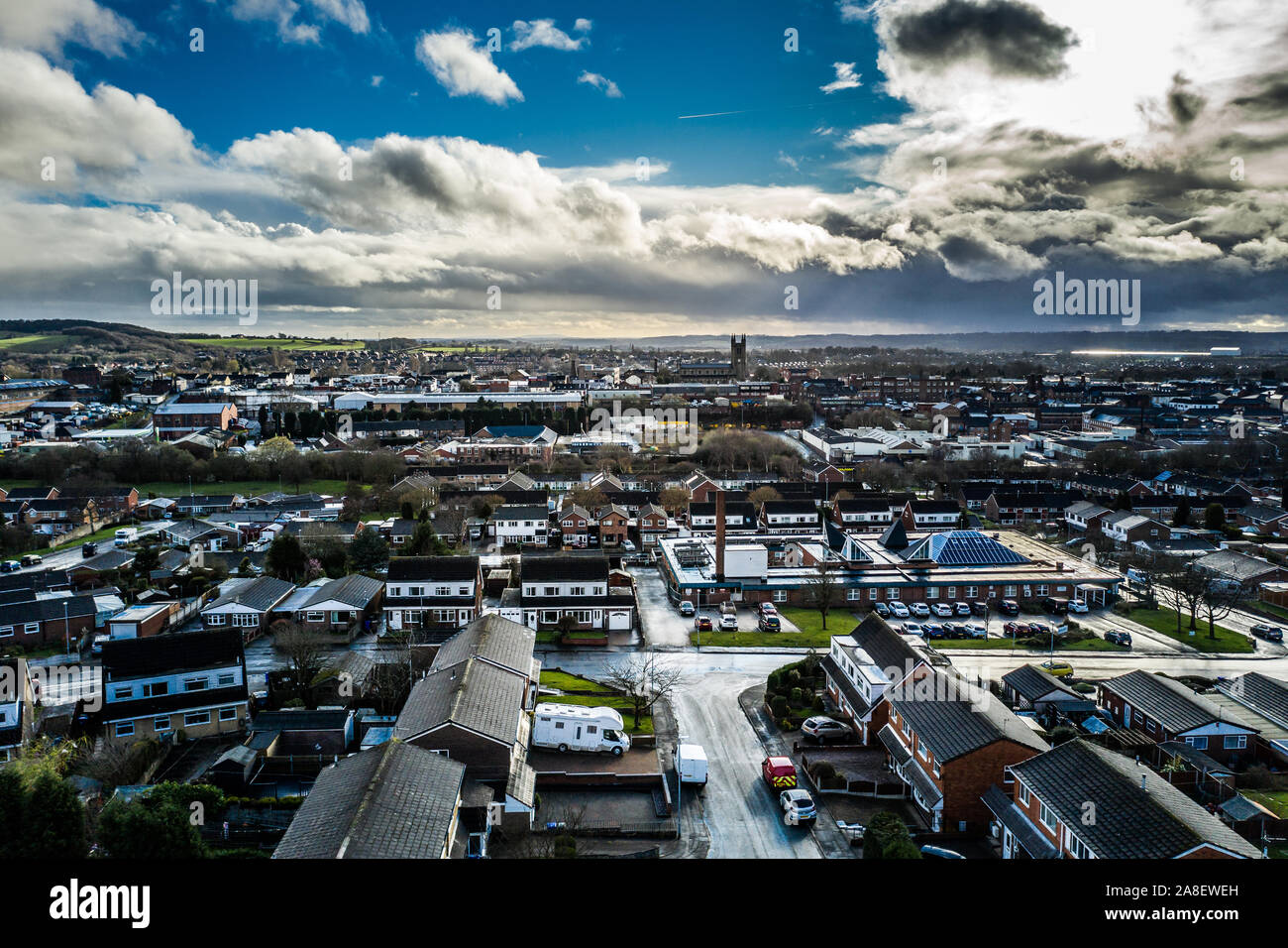 Beautiful aerial views of St James Church located in Longton Stoke on ...