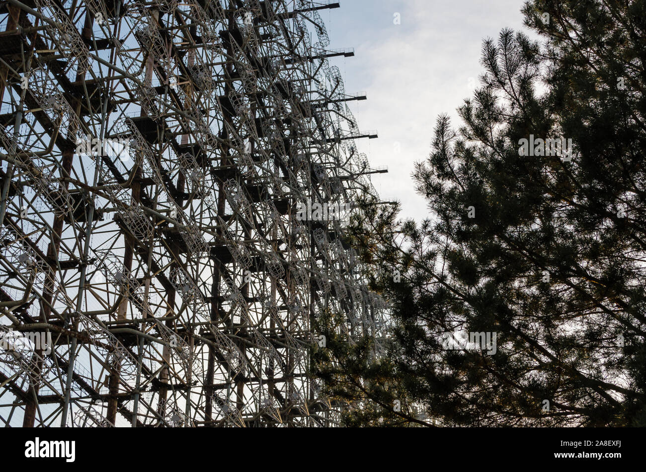 secret army soviet radar and pine tree on a background of blue sky and ...