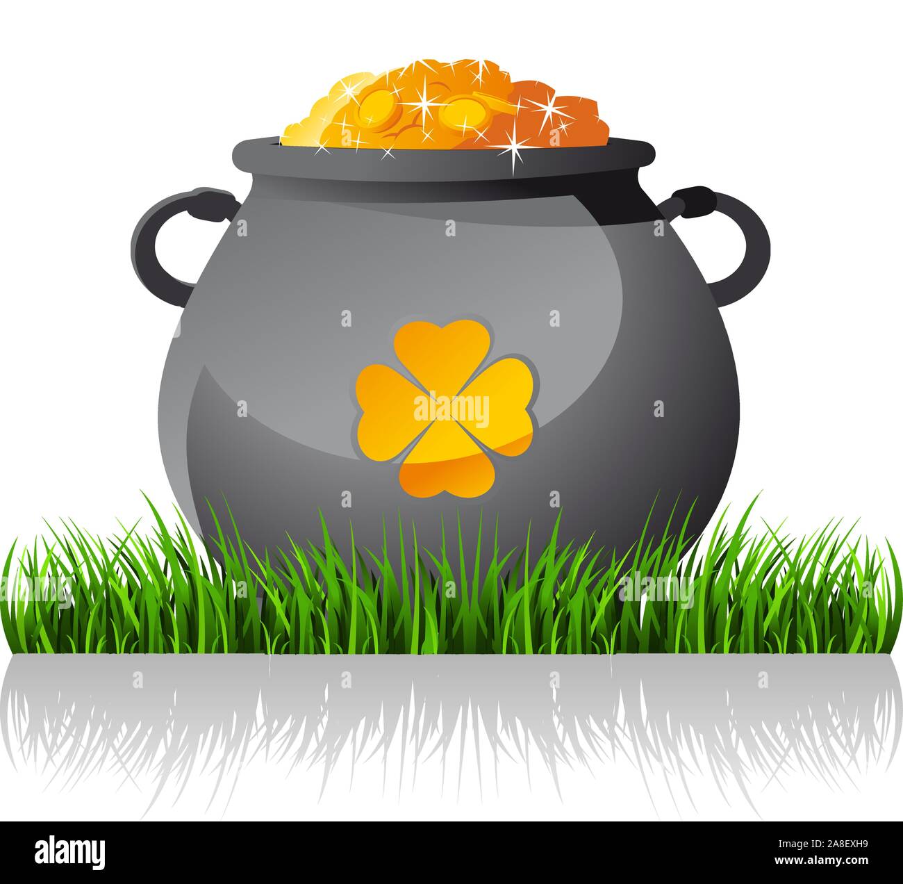 Saint patrick´s Day cartoon elf gold coin pot illustration Stock Vector ...