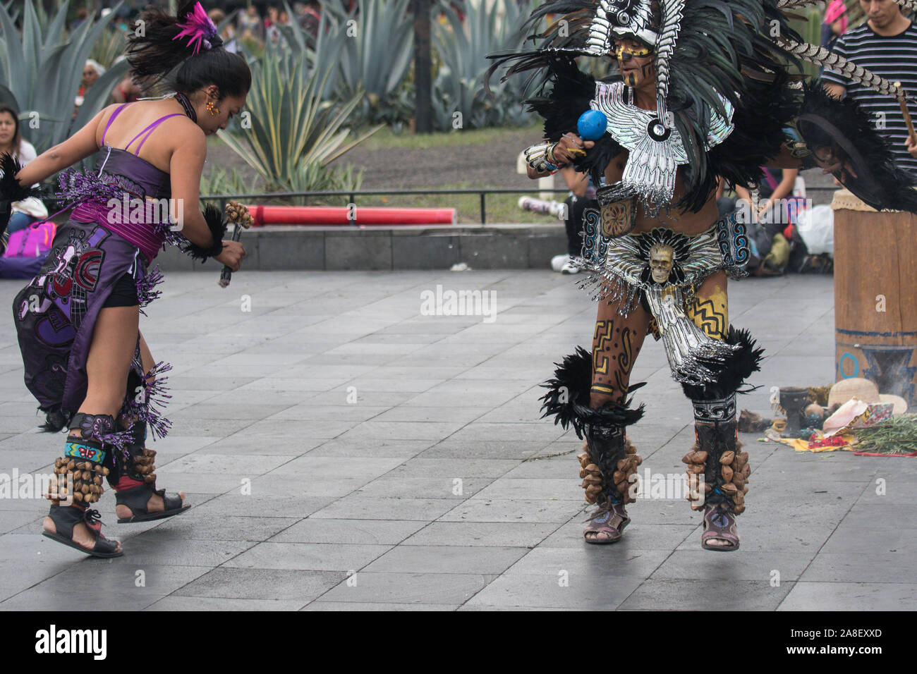 Mexico City, Mexico - April 30, 2017: Aztec dancers dancing in Zocalo ...