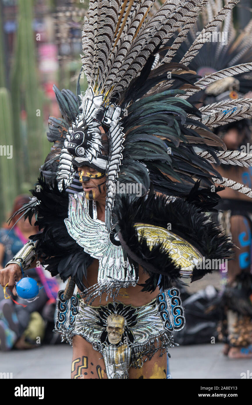 Mexico City, Mexico - April 30, 2017: Aztec dancers dancing in Zocalo ...