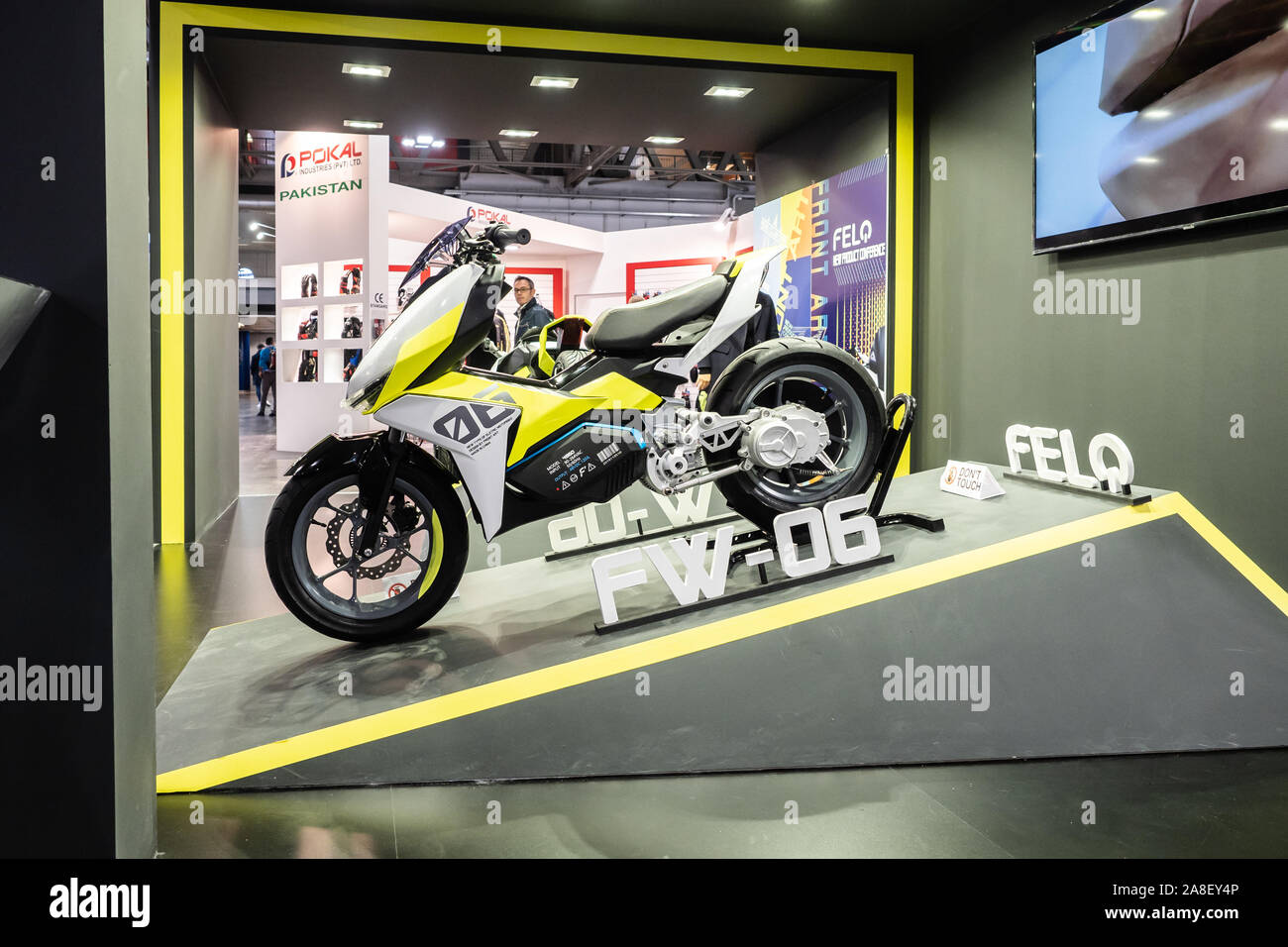 RHO Fieramilano, Milan Italy - November 07, 2019 EICMA Expo. Electric scooter FW06 from Felo ...