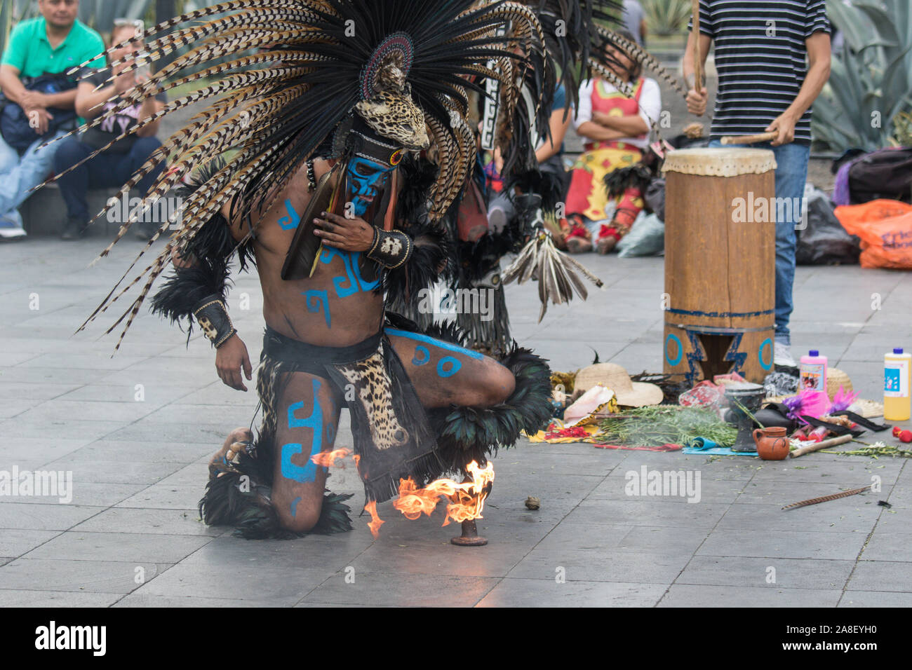 Mexico City, Mexico - April 30, 2017: Aztec dancers dancing in Zocalo ...