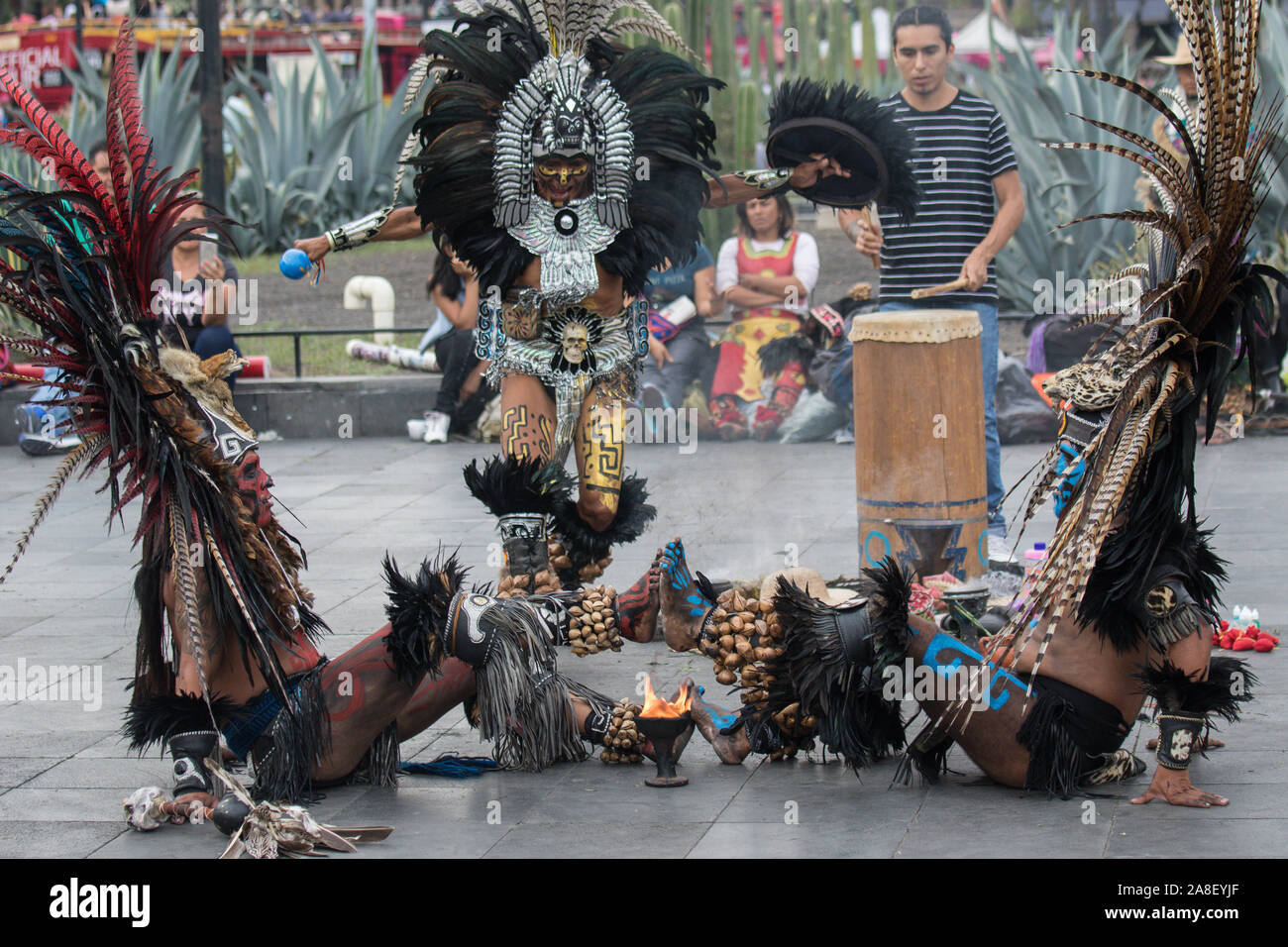 Mexico City, Mexico - April 30, 2017: Aztec dancers dancing in Zocalo ...