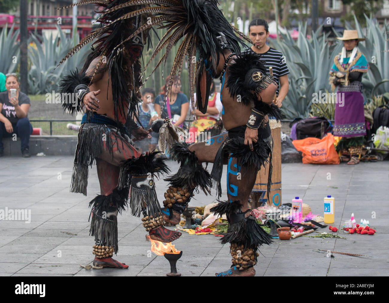 Mexico City, Mexico - April 30, 2017: Aztec dancers dancing in Zocalo ...