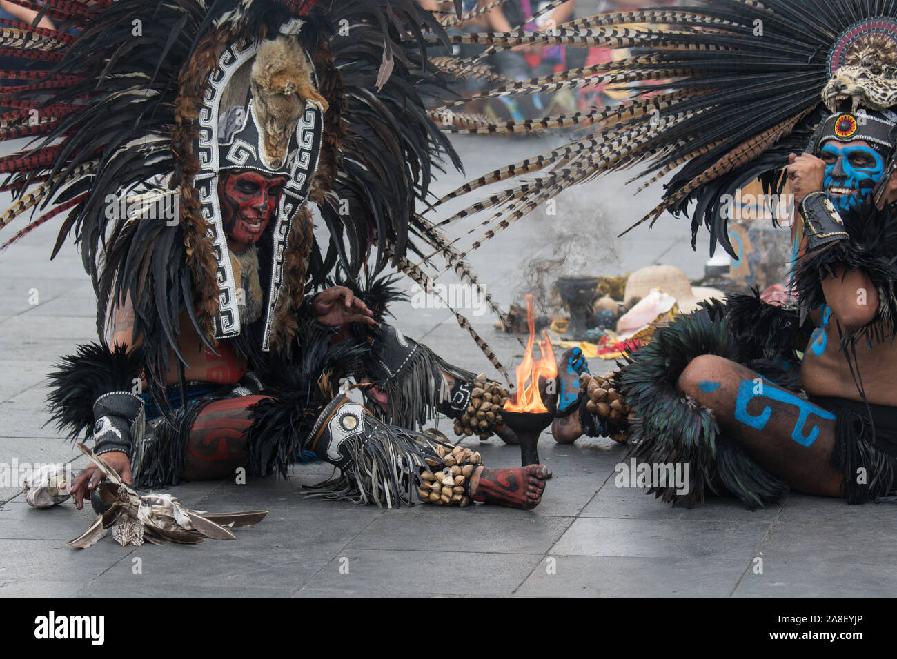 Mexico City, Mexico - April 30, 2017: Aztec dancers dancing in Zocalo ...