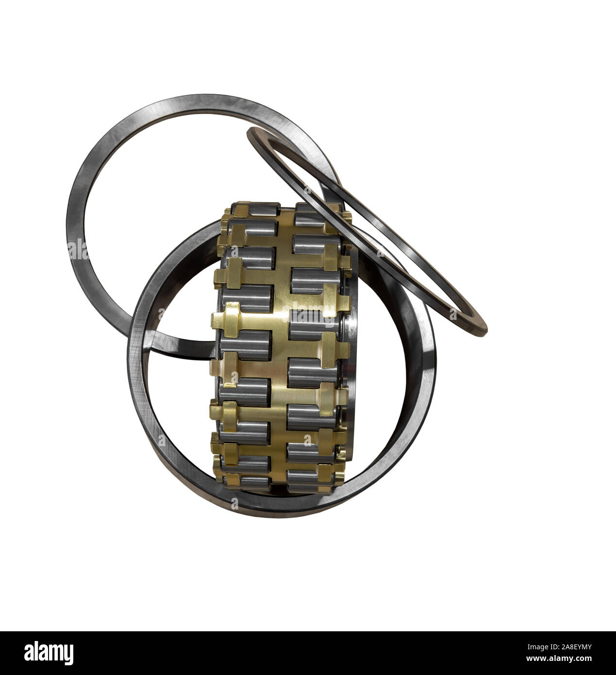 disassembled double row roller bearing isolated on a white background ...