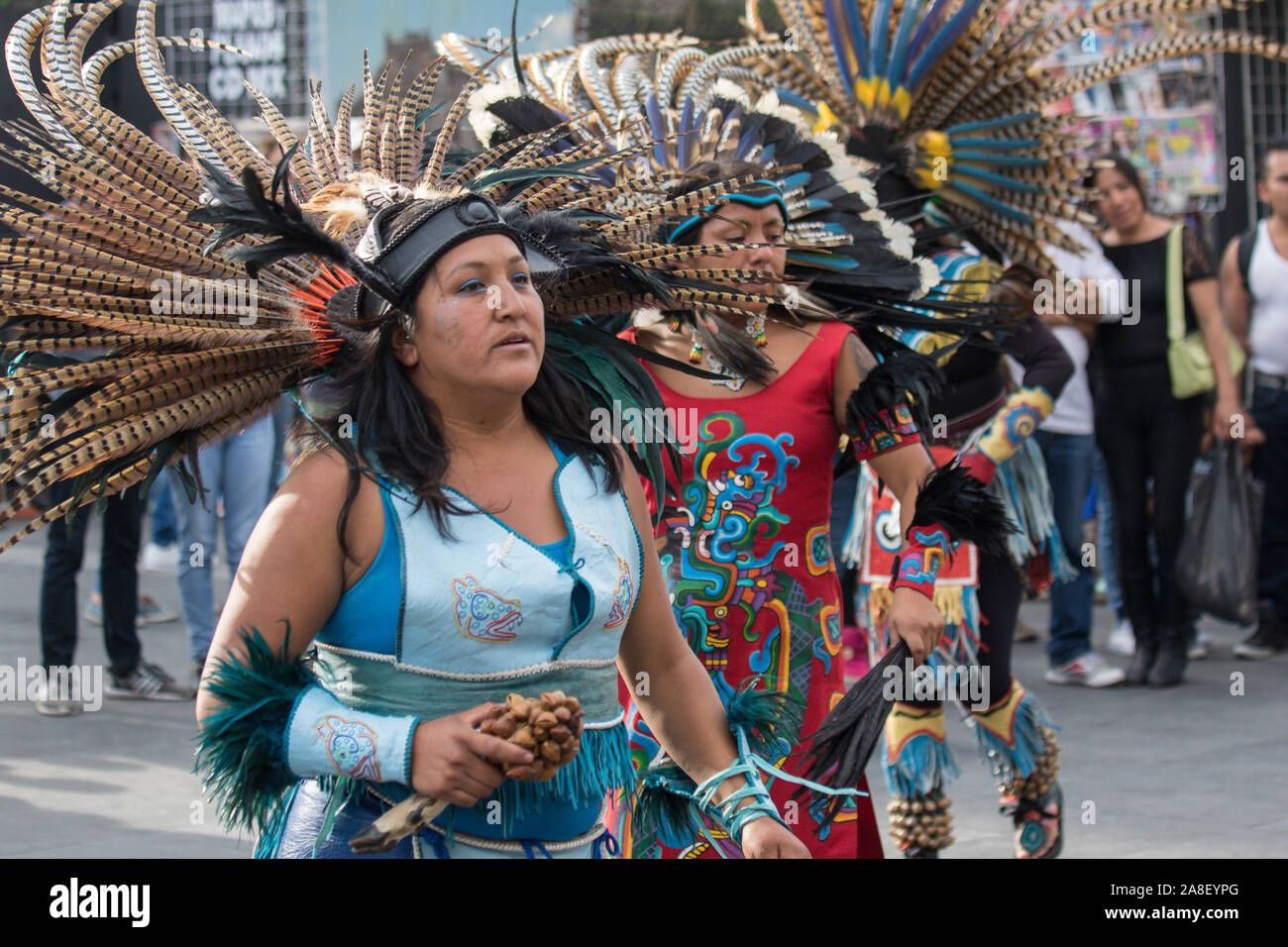 Mexico City, Mexico - April 30, 2017: Aztec dancers dancing in Zocalo ...
